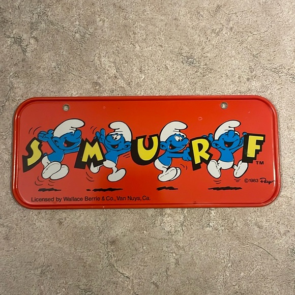 Smurfs | Other | Vintage Smurfs 983 Mini License Plate Cereal Box Toy ...